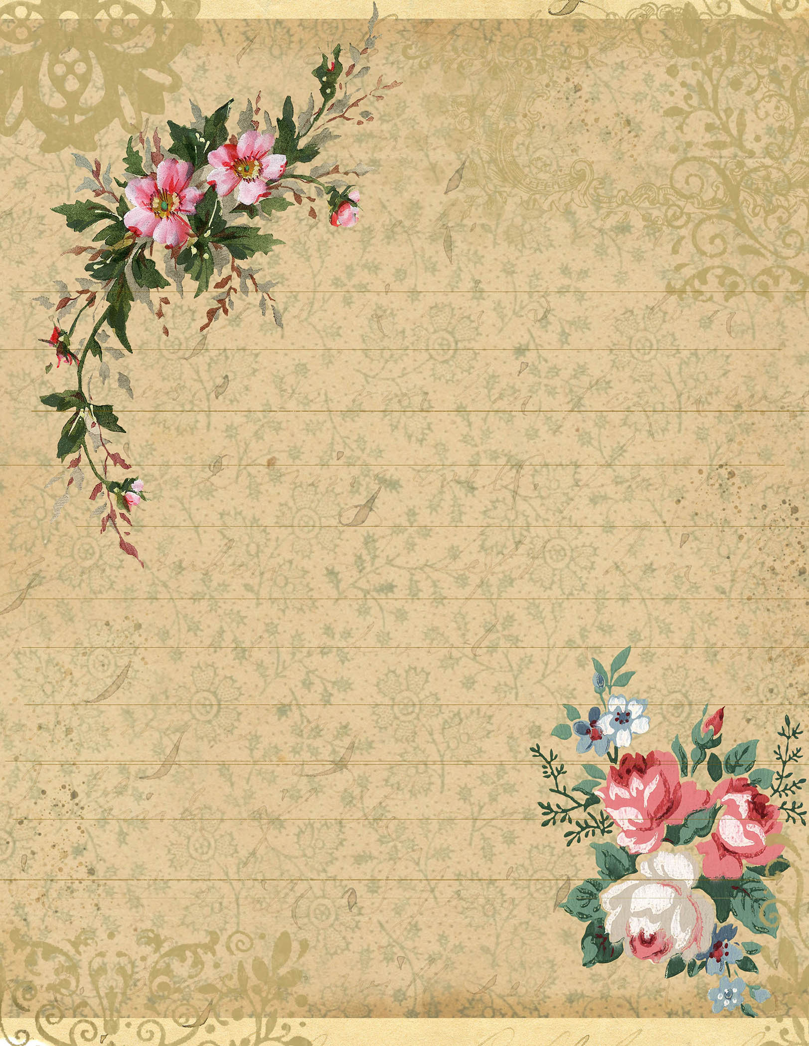 Digital Download Vintage Lined Notepaper, Junk Journal Kit, Scrapbook ...