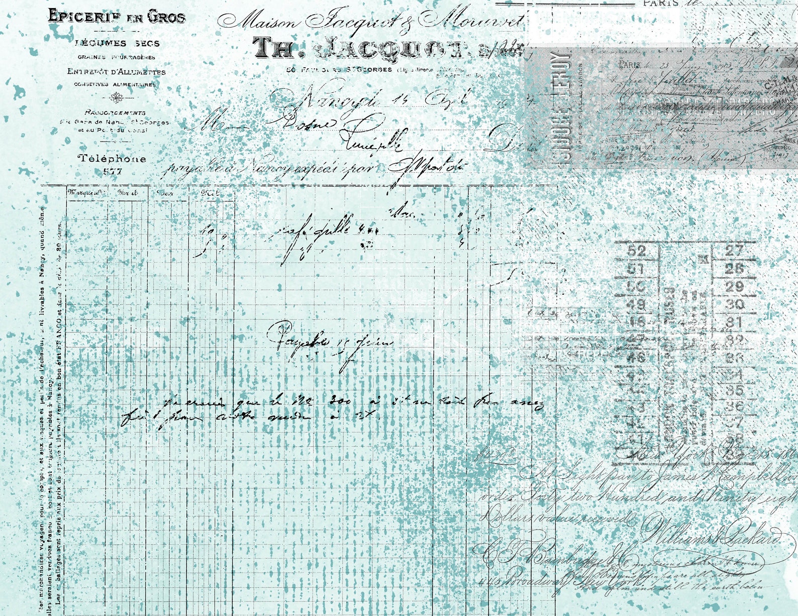 Blue Vintage Ephemera Collage Papers, Digital Download, Printable ...