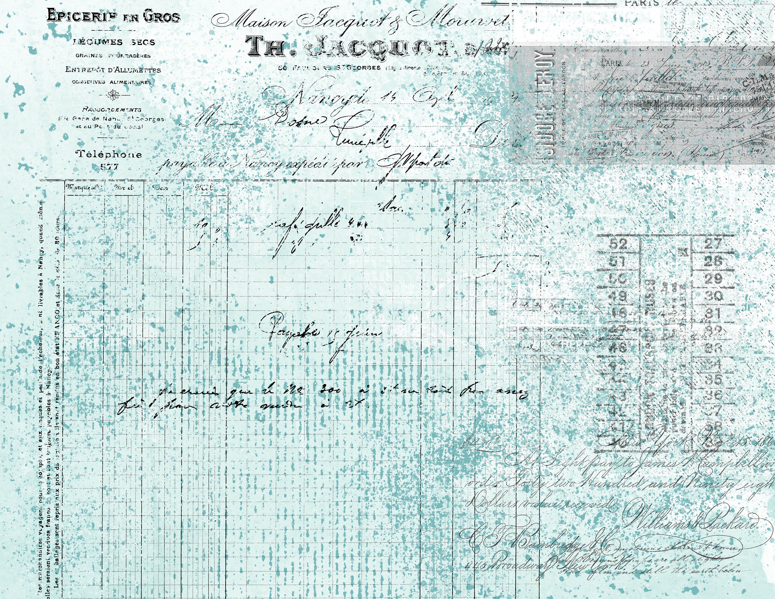 Blue Vintage Ephemera Collage Papers Digital Download - Etsy