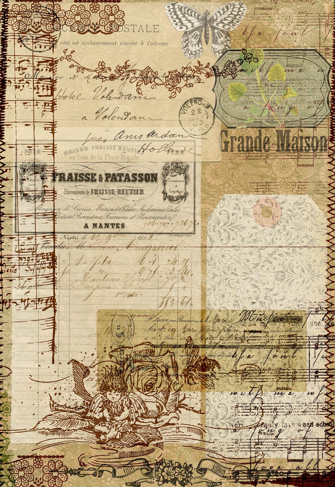 Digital Collage Papers, Grunge Printable Journal Papers, Printables ...