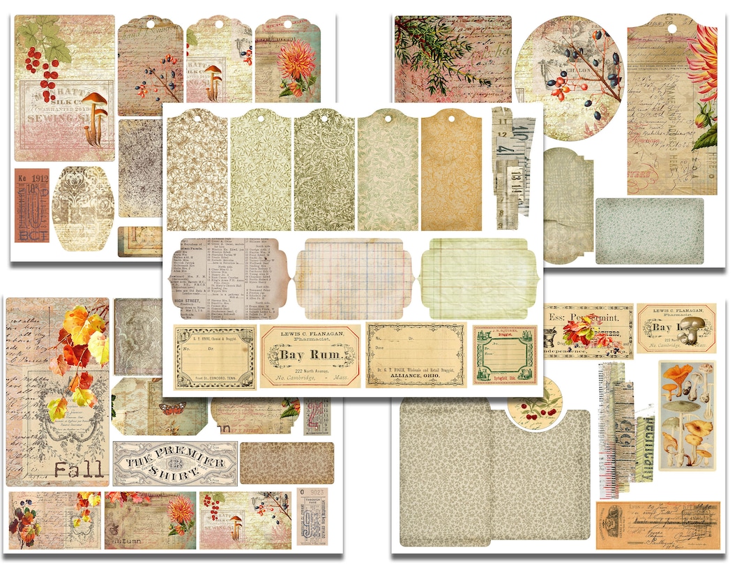Fall Autumn Junk Journal Kit, Printable Labels, Tickets and Ephemera ...