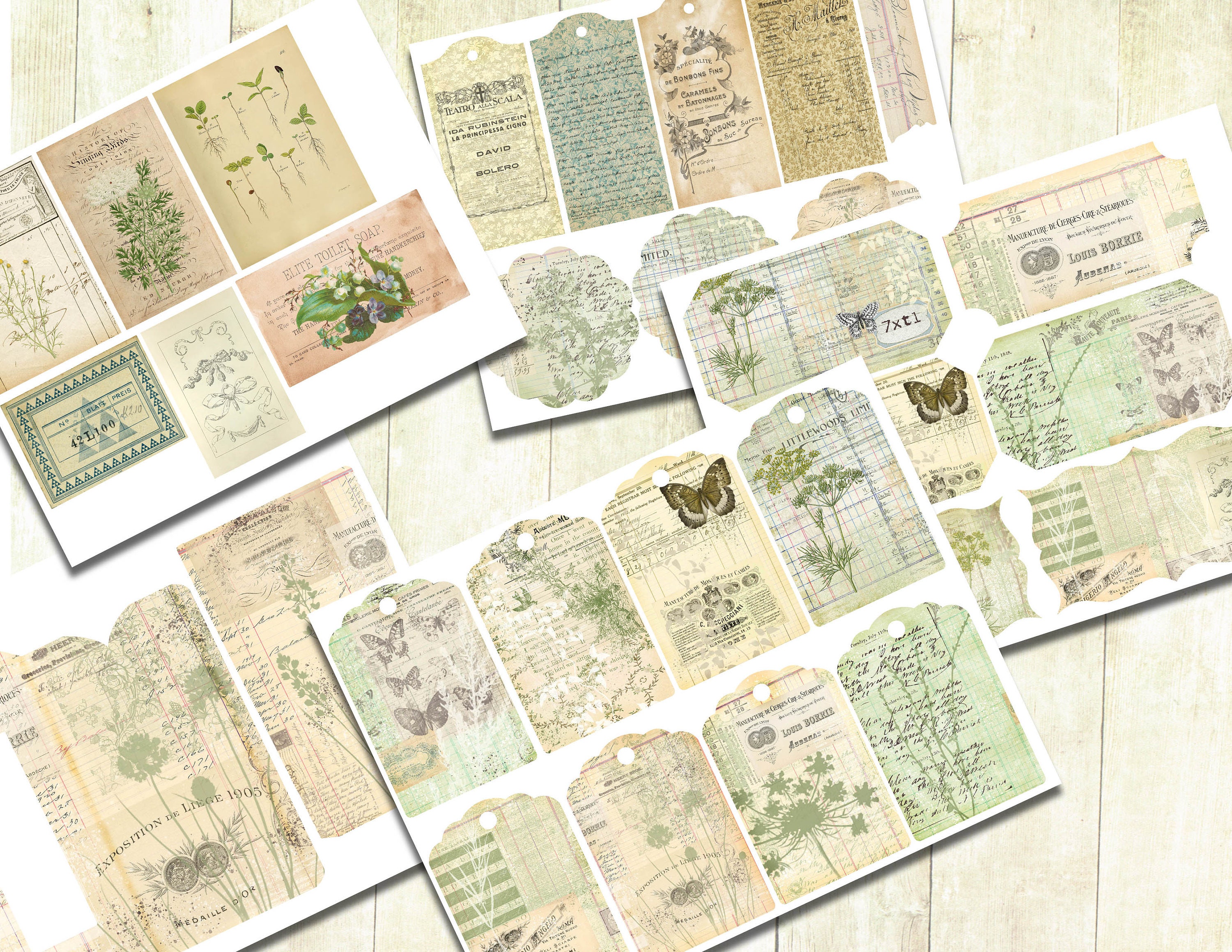 Spring Journal Papers Bundle, Green Spring Journal Papers, Tags ...