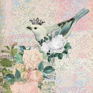 Vintage Spring Birds Journal Papers, Digital Download, Pastel Pink Cute ...