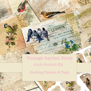 Vintage Garden Birds Junk Journal Kit, Vintage Birds Ephemera Papers ...