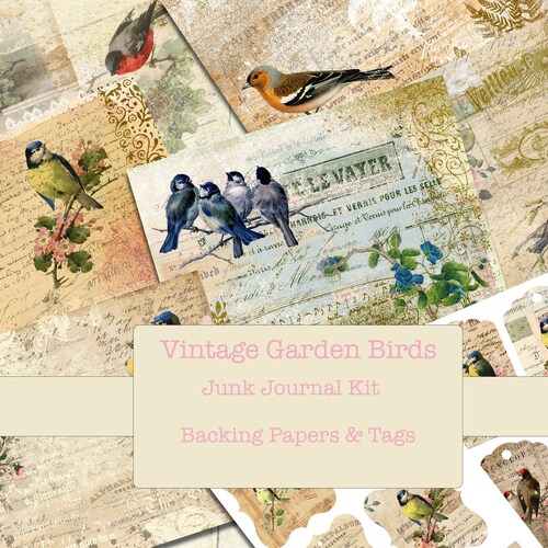 Vintage Garden Birds Junk Journal Papers Digital Download - Etsy