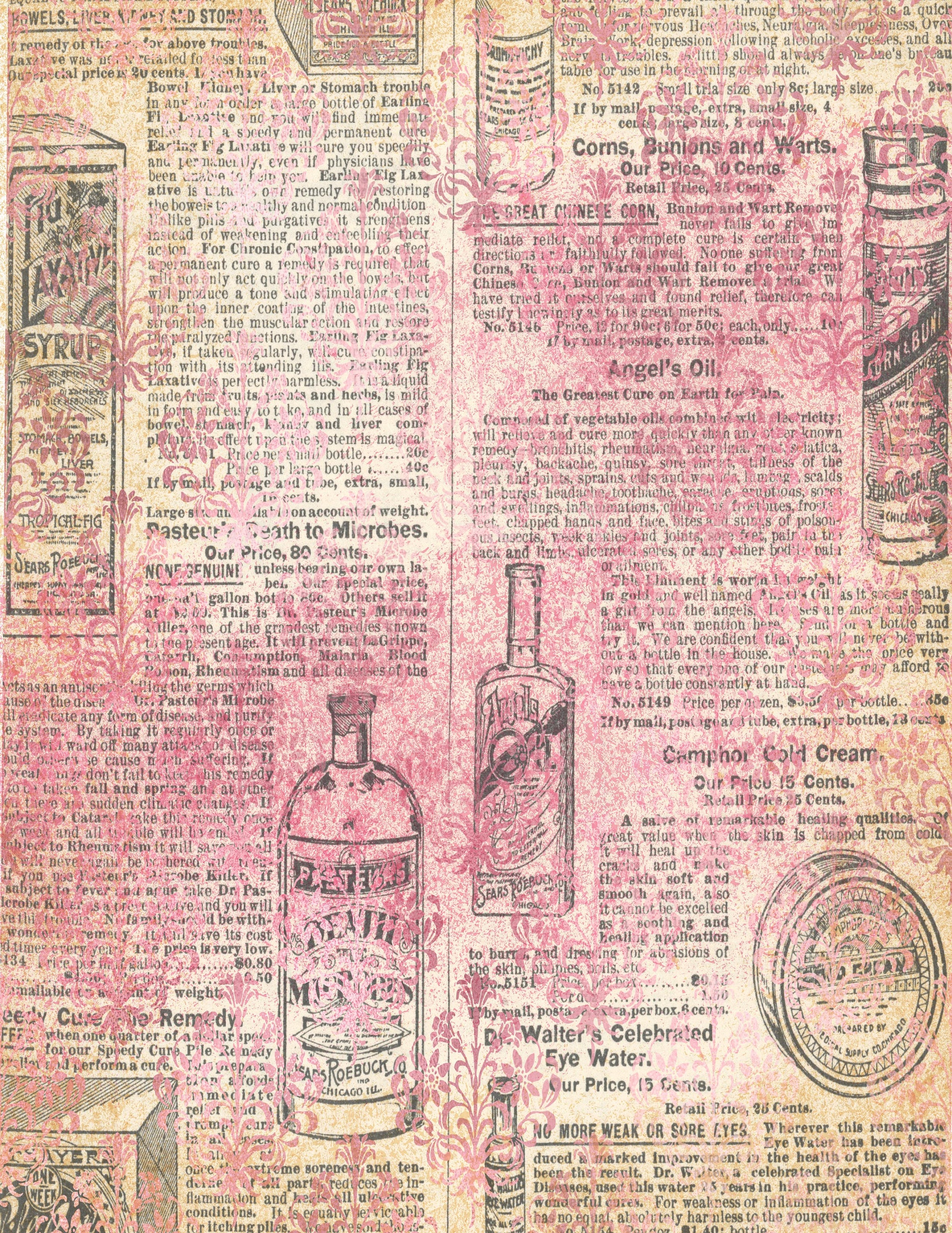 Digital Shabby Pink Papers, Vintage Shabby Download, Printable Pink ...