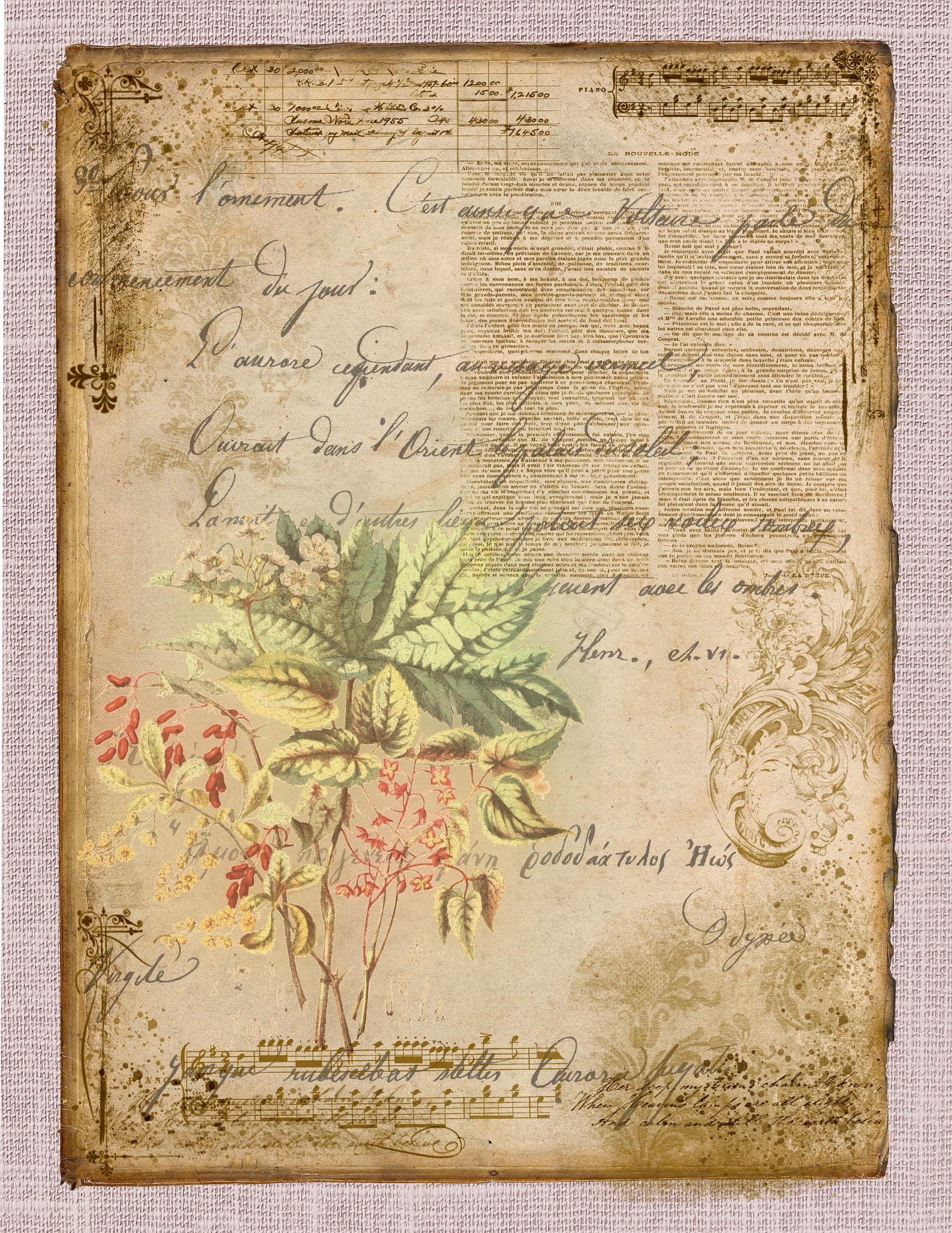 Vintage Flower Ephemera Pages, Printable Vintage Scrapbook Papers ...