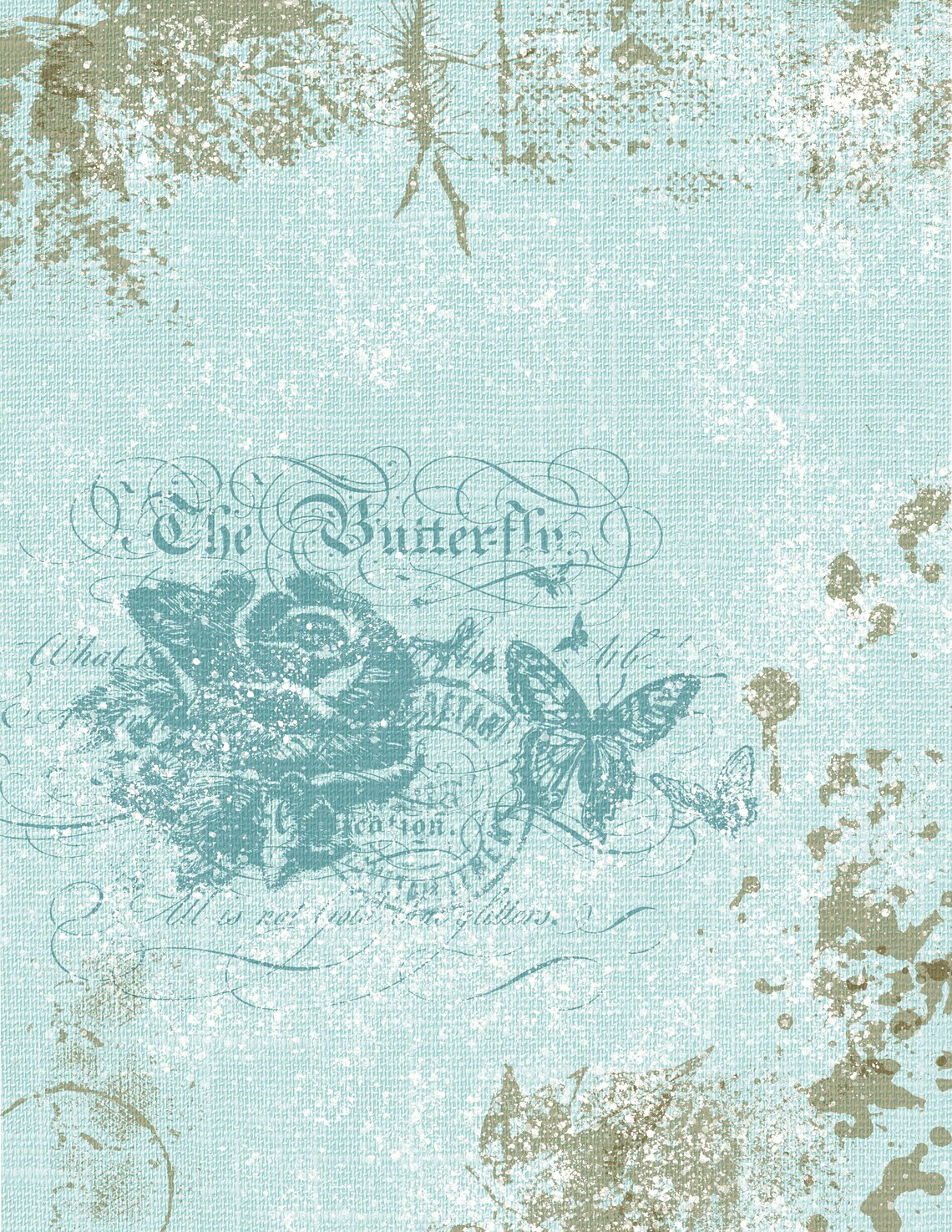 Shabby Aqua Printable Journal Papers, Grungy Scrapbook Paper (digital ...