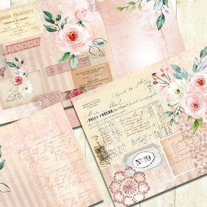 Pink Roses Junk Journal Kit, Digital Download, Summer Song Journal ...