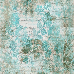 Shabby Aqua Papers, Digital Download, Aqua Grungy Papers, Junk Journal ...