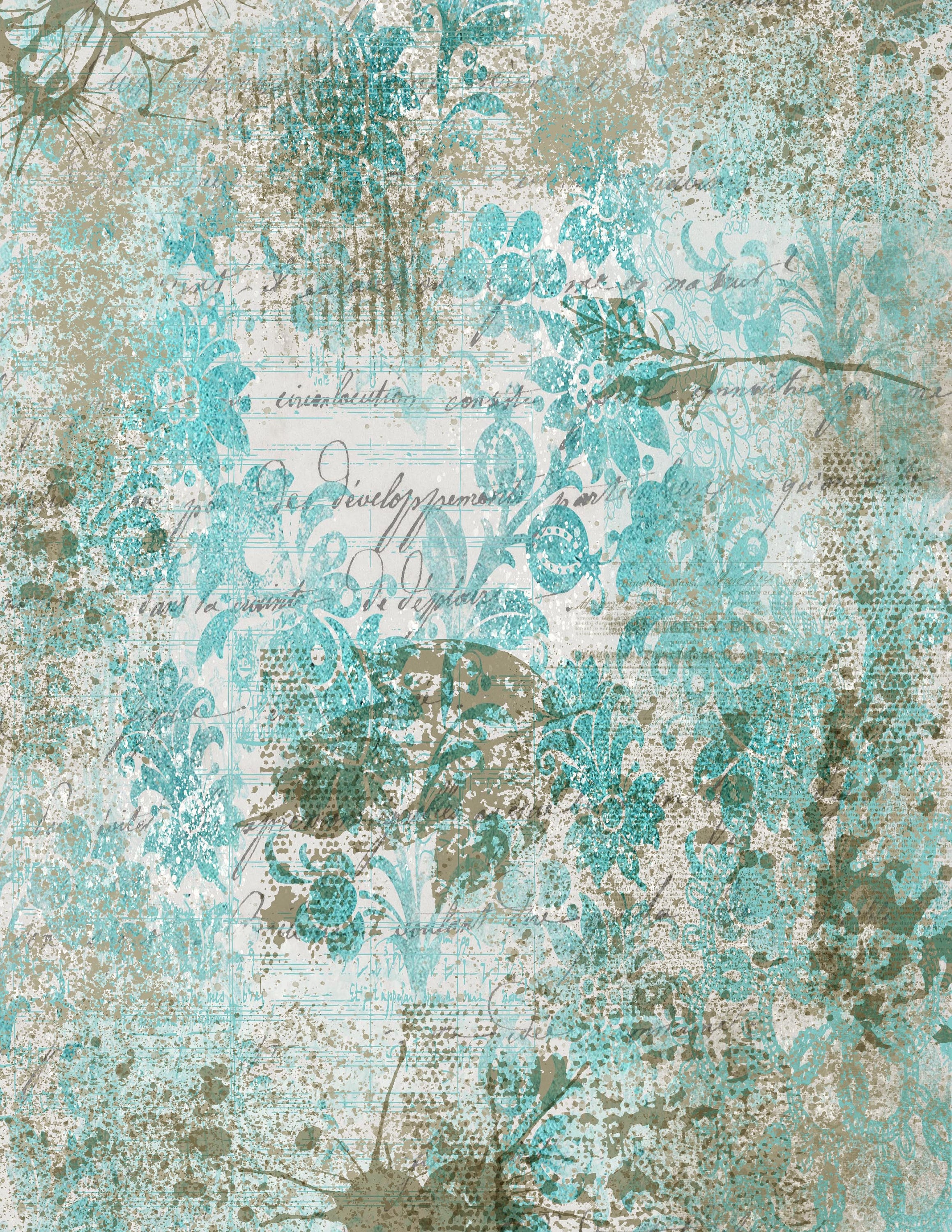 Shabby Aqua Papers Digital Download Aqua Grungy Papers Junk - Etsy Canada