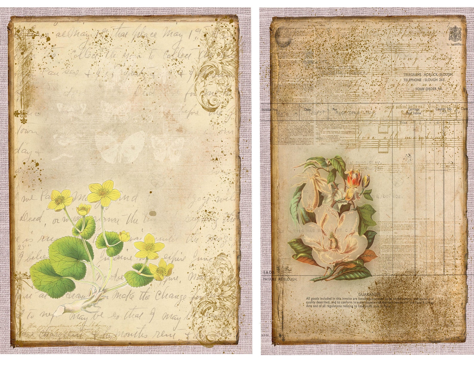 Vintage Flower Ephemera Pages, Printable Vintage Scrapbook Papers ...