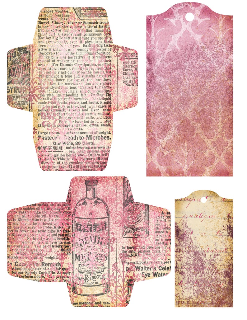 Digital Download Shabby Pink Journal Kit Scrapbook Tags - Etsy