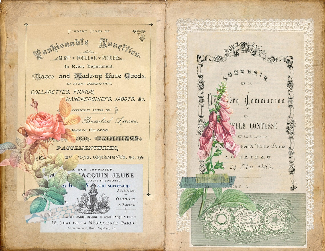 Flower Journal Pages,digital Download, Vintage Flowers, Printable ...