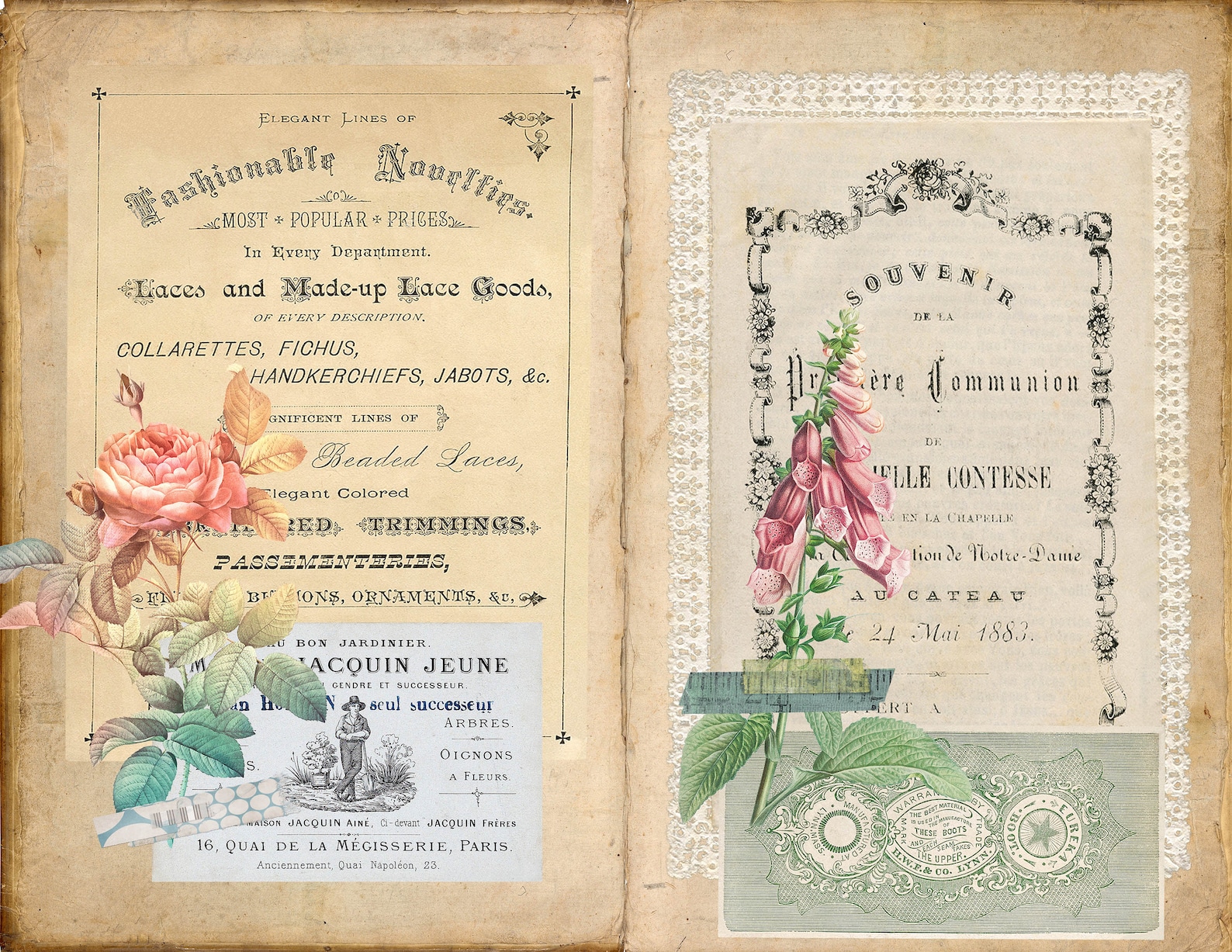 Flower Journal Pages,digital Download, Vintage Flowers, Printable ...