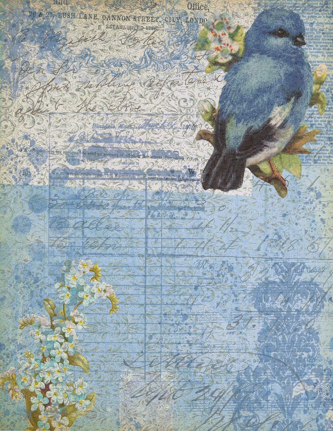 Blue Bird Junk Journal Papers Vintage Nature Journal Papers - Etsy