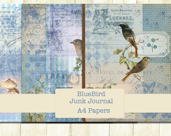 Blue Bird Junk Journal Papers Vintage Nature Journal Papers - Etsy