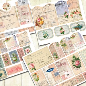 Vintage Pink Flower Journal Papers Bundle, Spring Journal Kit, Value ...