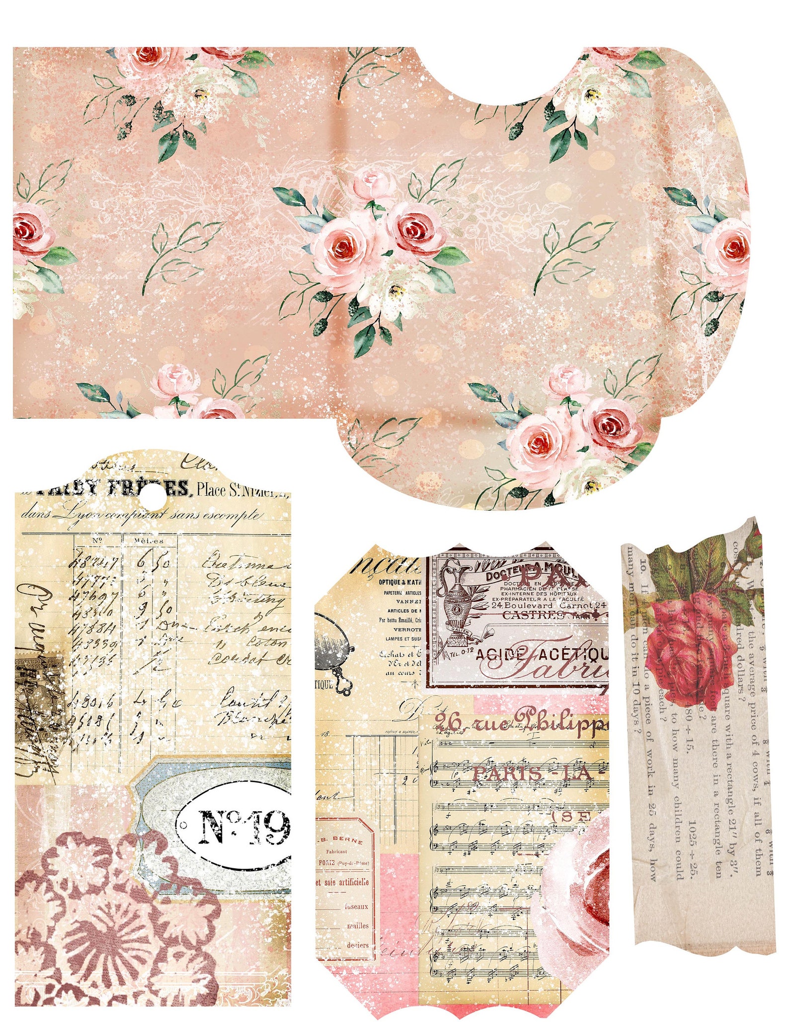 Pink Roses Junk Journal Kit, Digital Download, Summer Song Journal ...