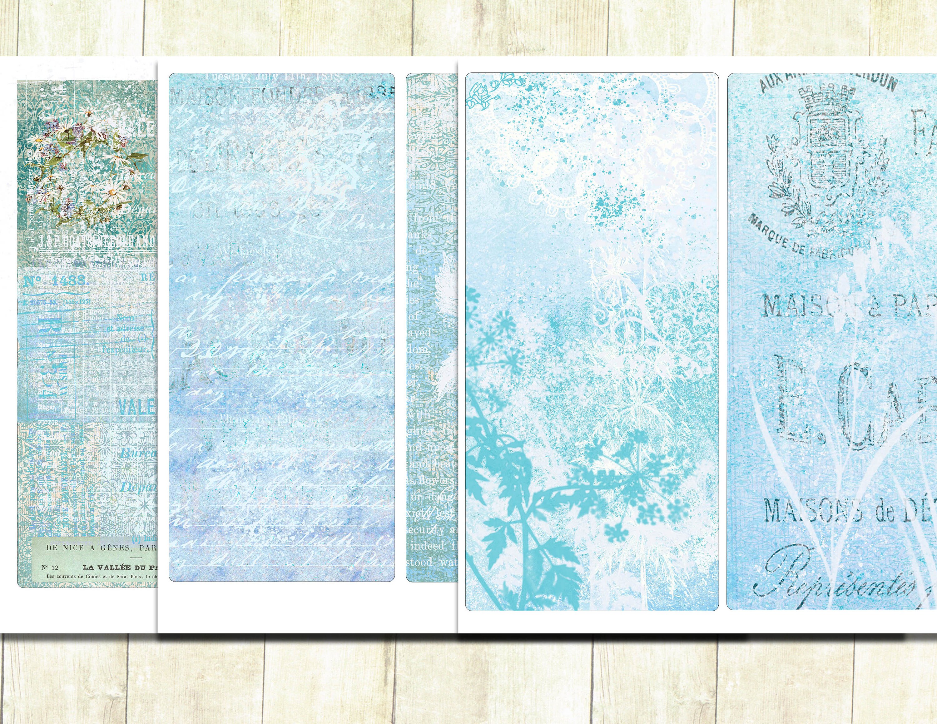 Blue Journaling Cards, Digital Download, Vintage Shabby Blue Journaling ...