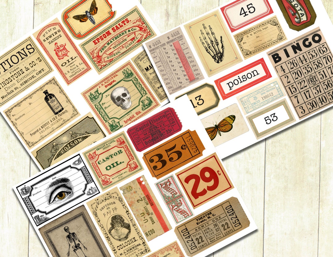Halloween Ephemera Labels, Printable Vintage Labels, Vintage Halloween ...