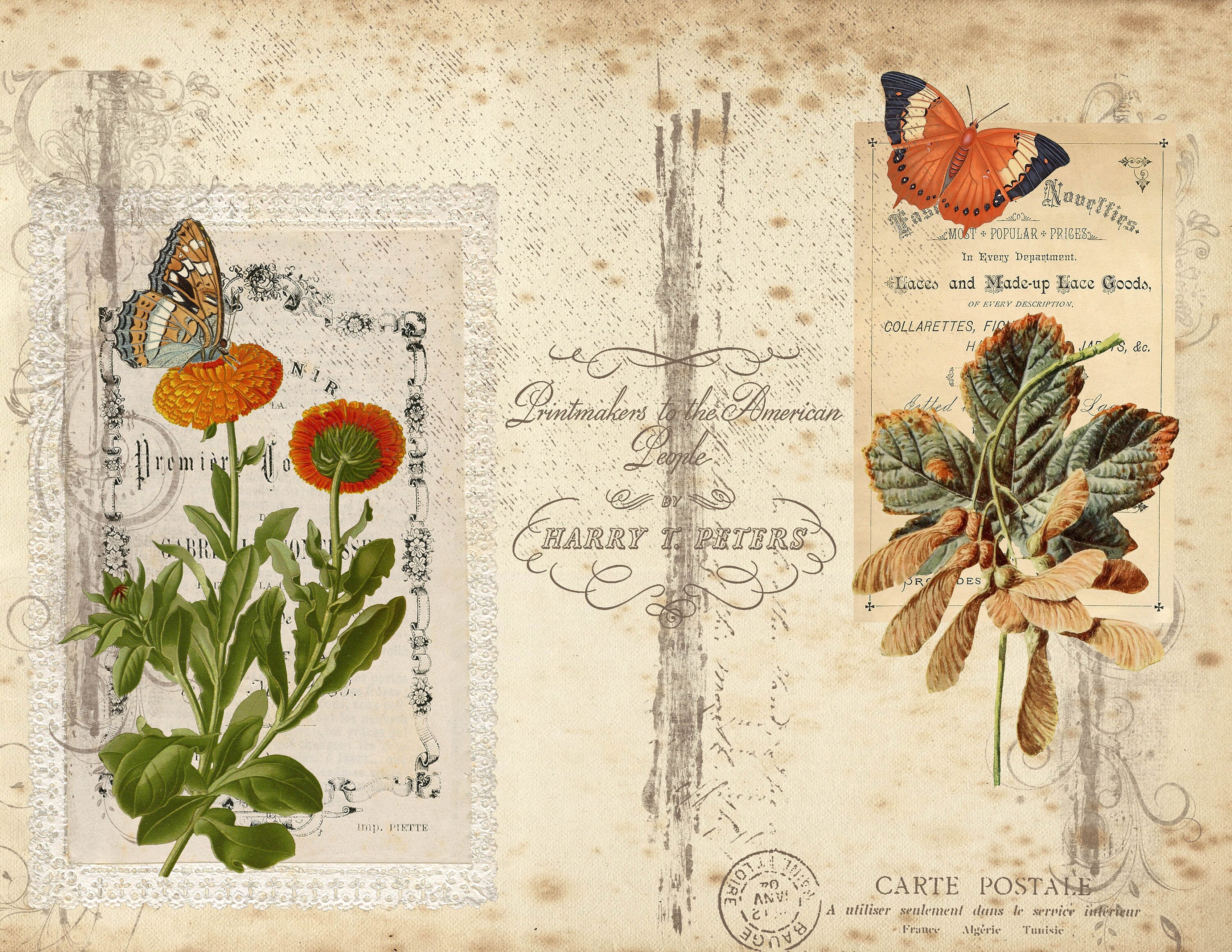 Flowers and Butterflies Nature Journal, Printable Papers, Ephemera ...