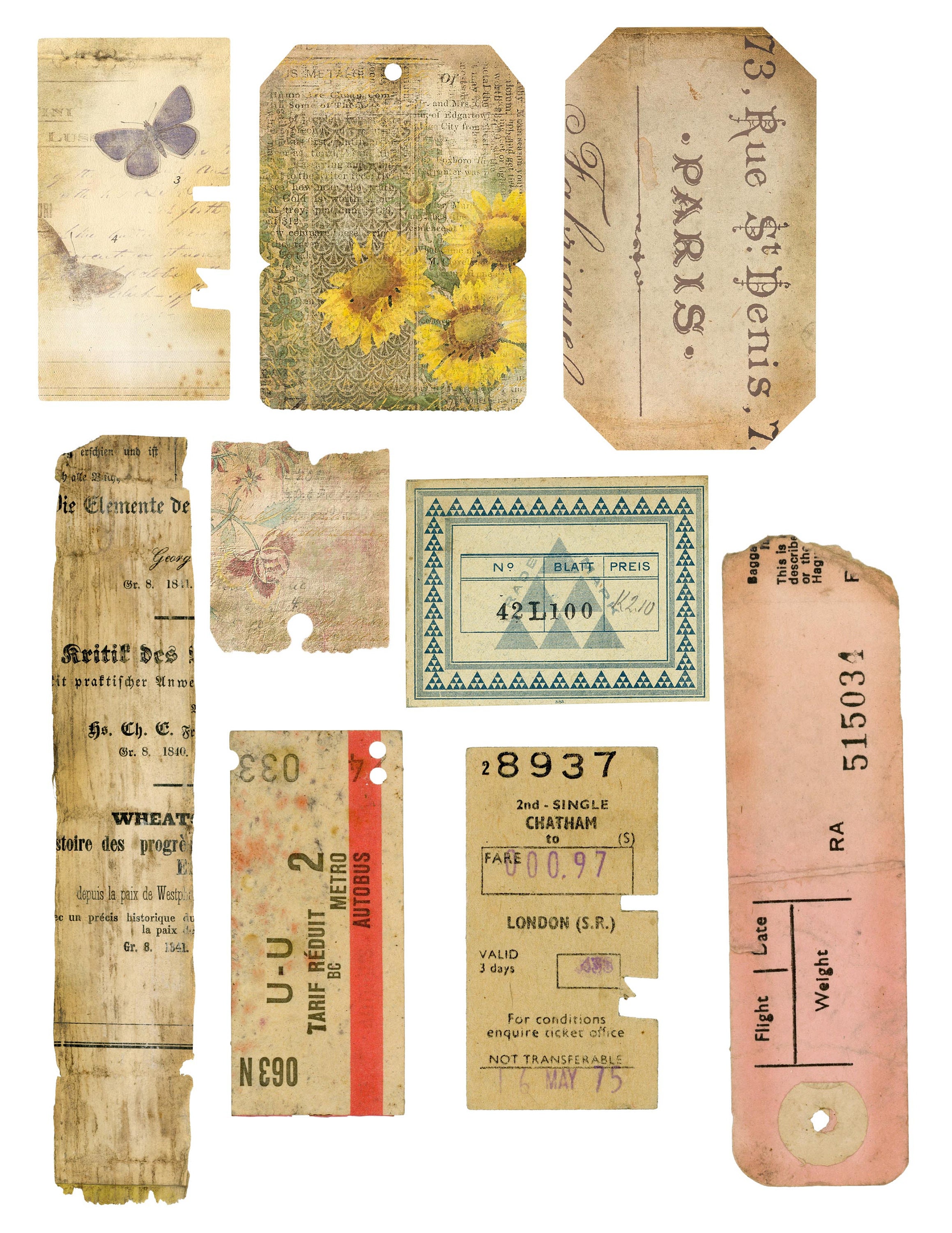 Sepia Nature Junk Journal Tags and Labels, Printable Tags, Digital ...