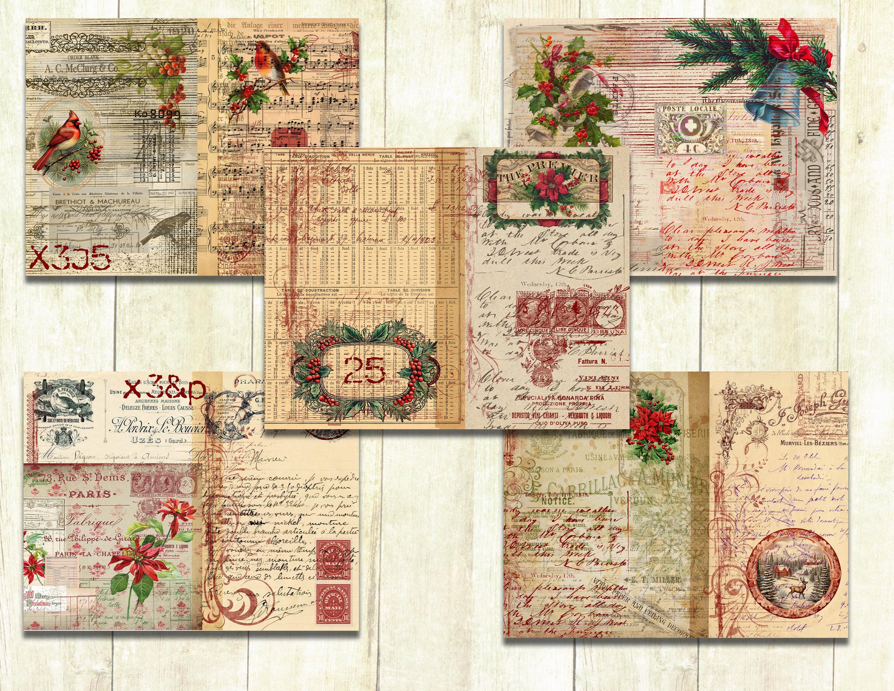 Vintage Christmas Collage Papers, Christmas Journal Printables. - Etsy