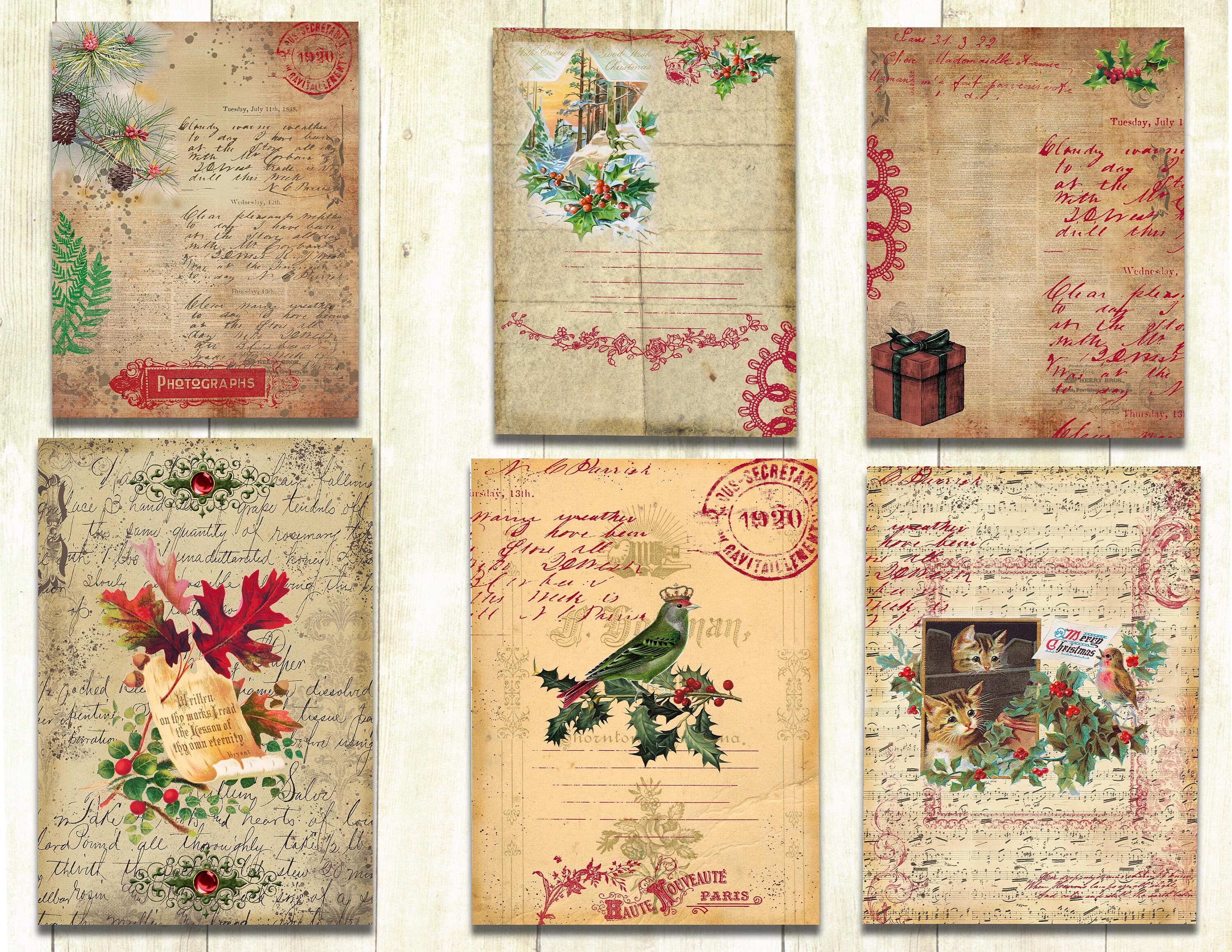 Vintage Christmas Digital Download, Vintage Christmas Printable Junk ...