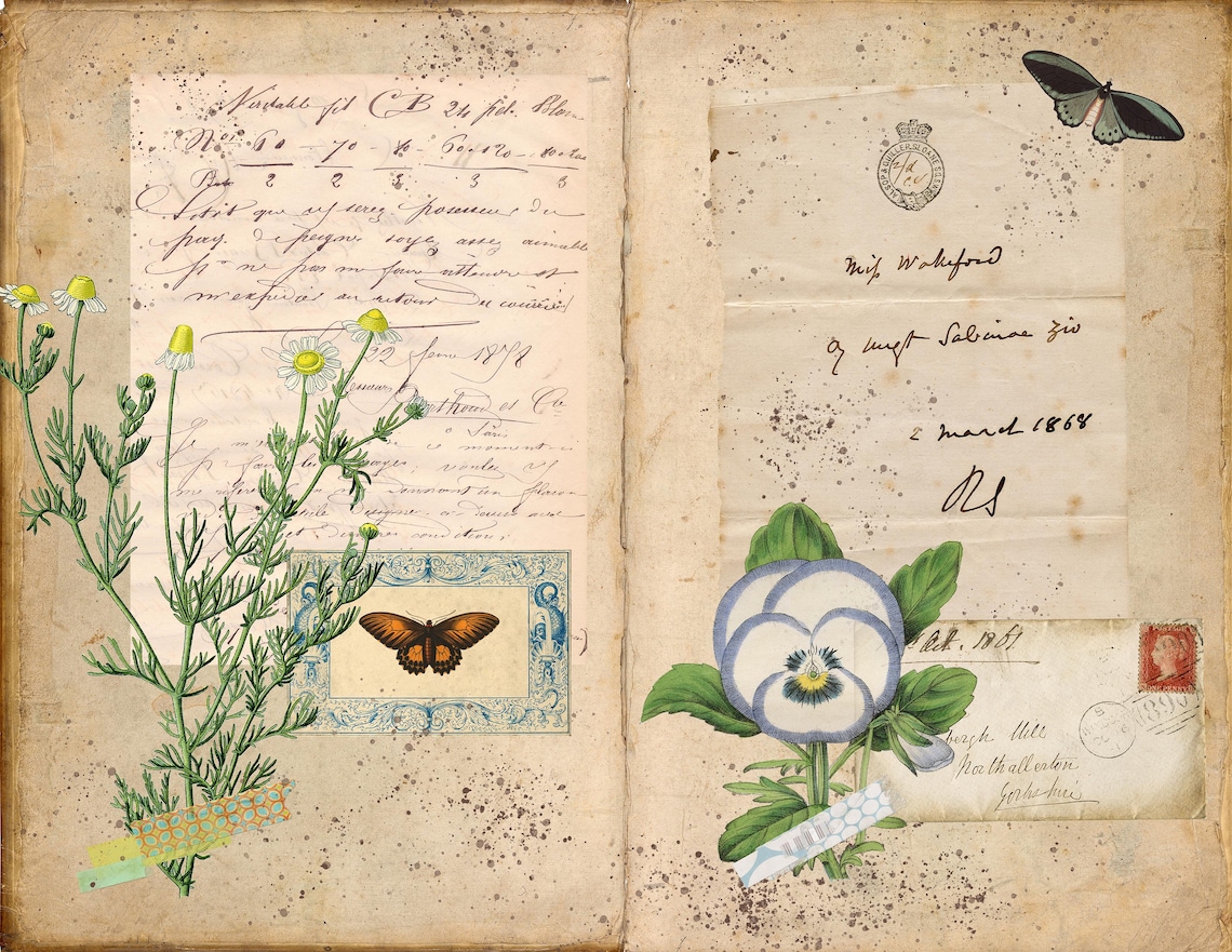 Flower Journal Pages,digital Download, Vintage Flowers, Printable ...