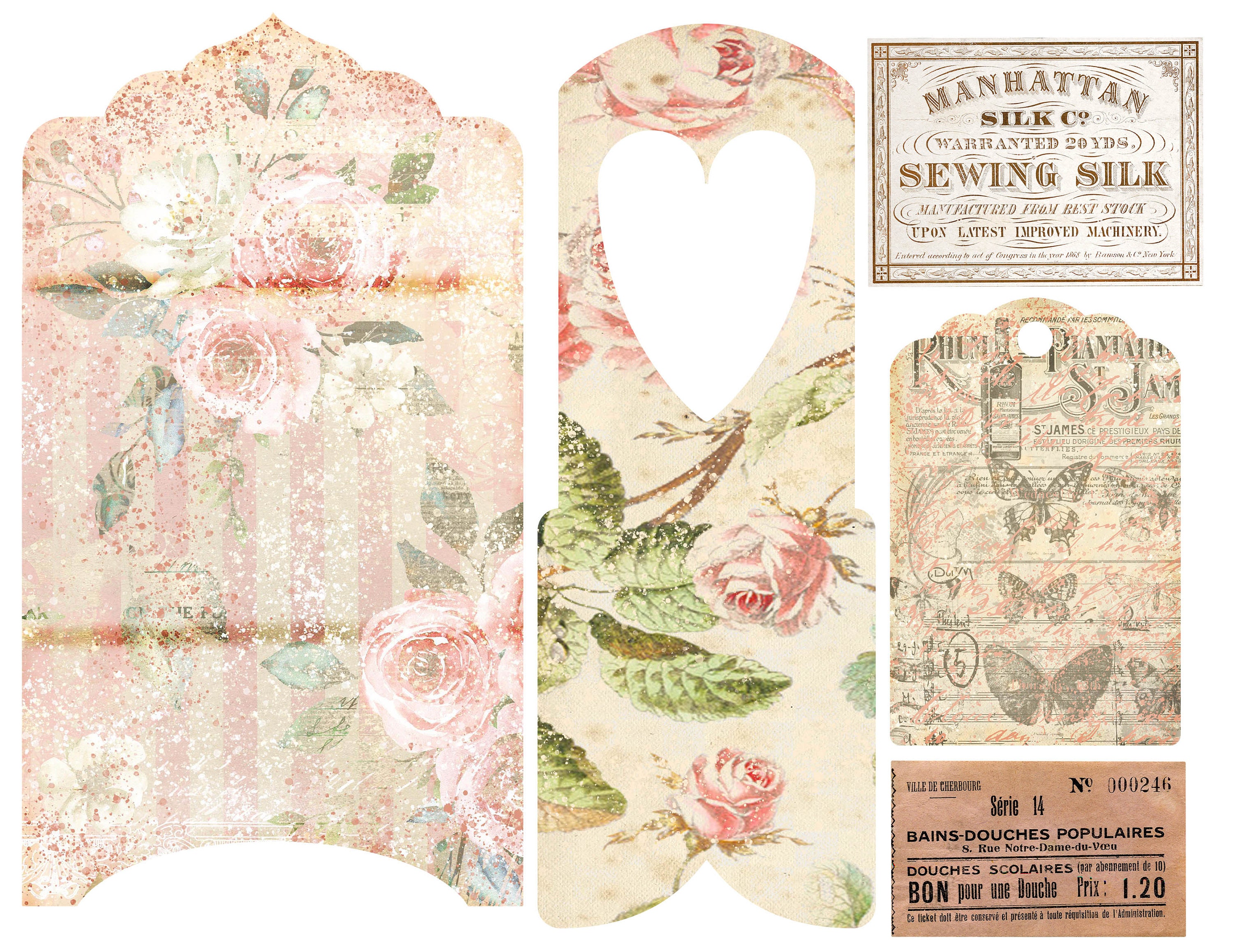 Vintage Pink Junk Journal Kit, Pink Valentine Labels, Pink Floral ...