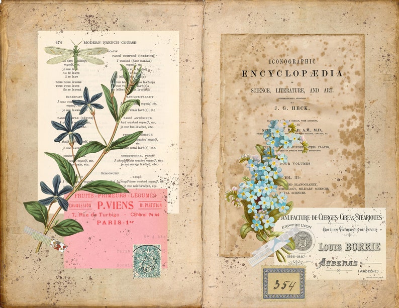 Flower Journal Pages,digital Download, Vintage Flowers, Printable ...