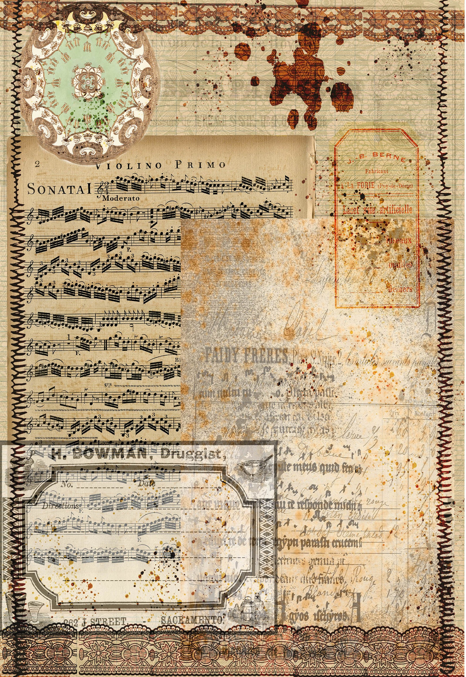 Digital Collage Papers, Grunge Printable Journal Papers, Printables ...