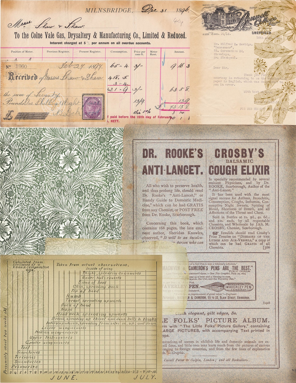 Vintage Ephemera Printable Papers Digital Collage Sheets - Etsy