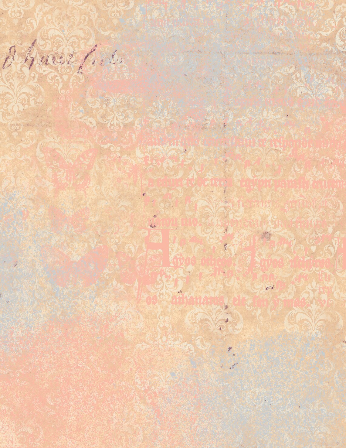 Pink and Blue Pastel Papers, Printable Junk Journal Papers, Vintage ...