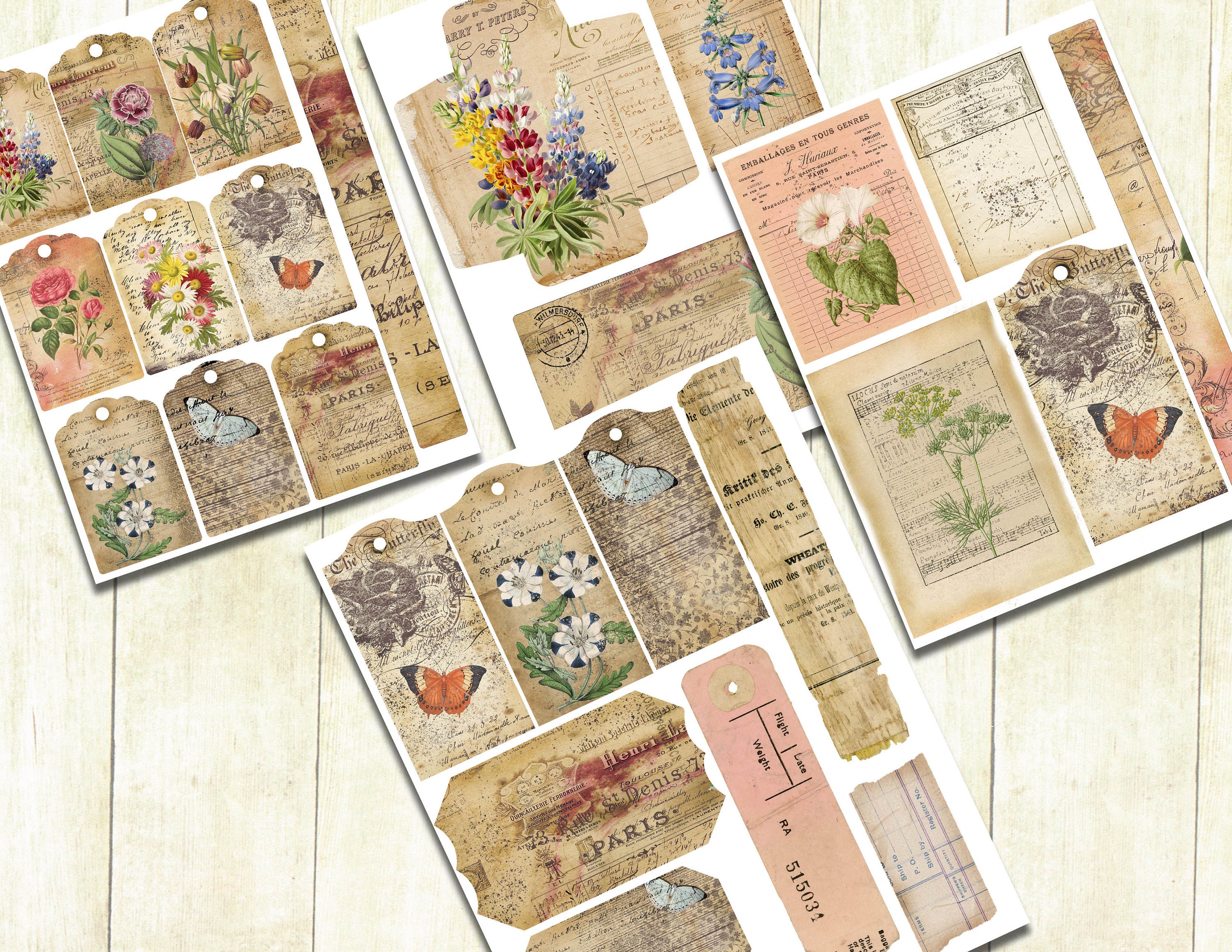 Victorian Flower Journal Papers, Printable Flower Journal Kit, Flowers ...