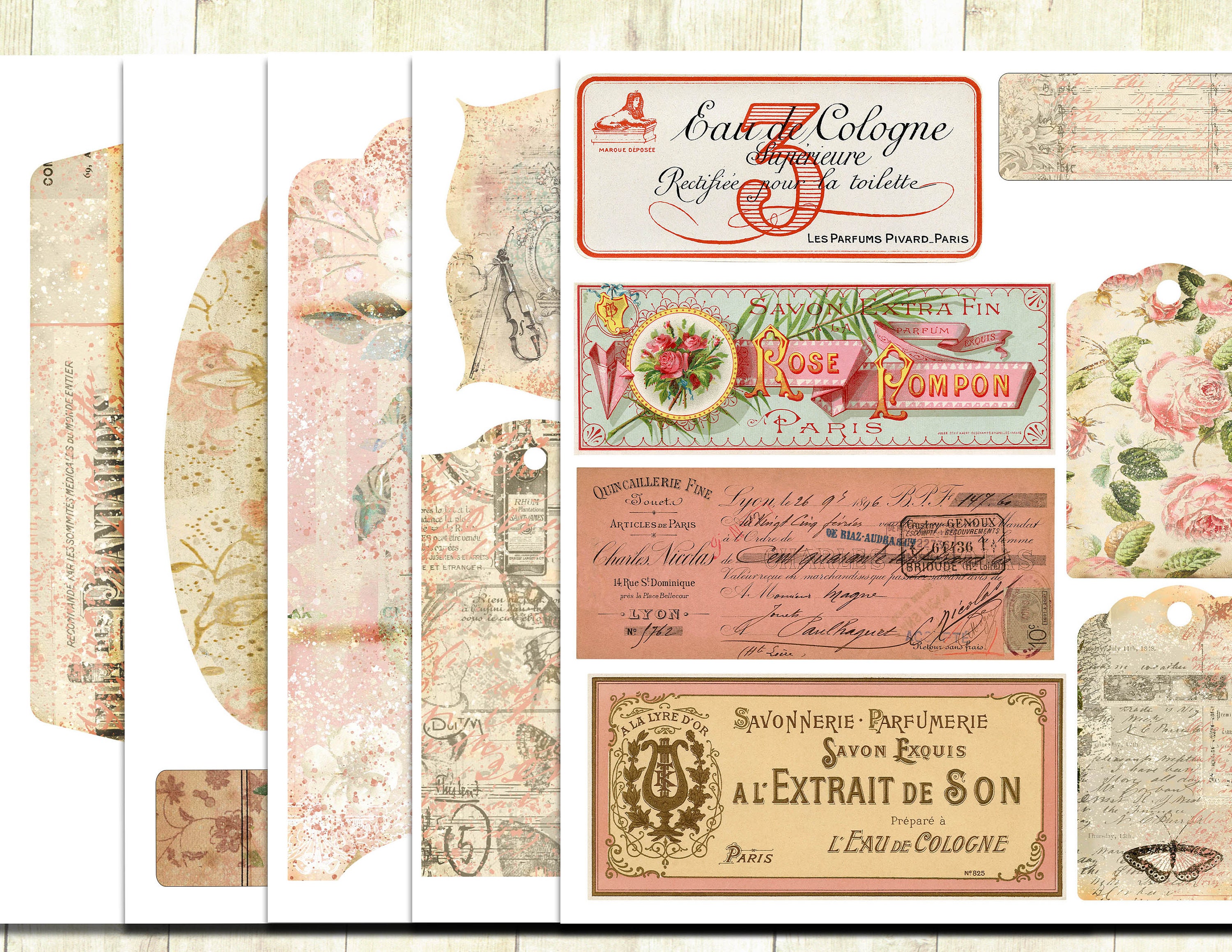 Vintage Pink Junk Journal Kit, Pink Valentine Labels, Pink Floral ...