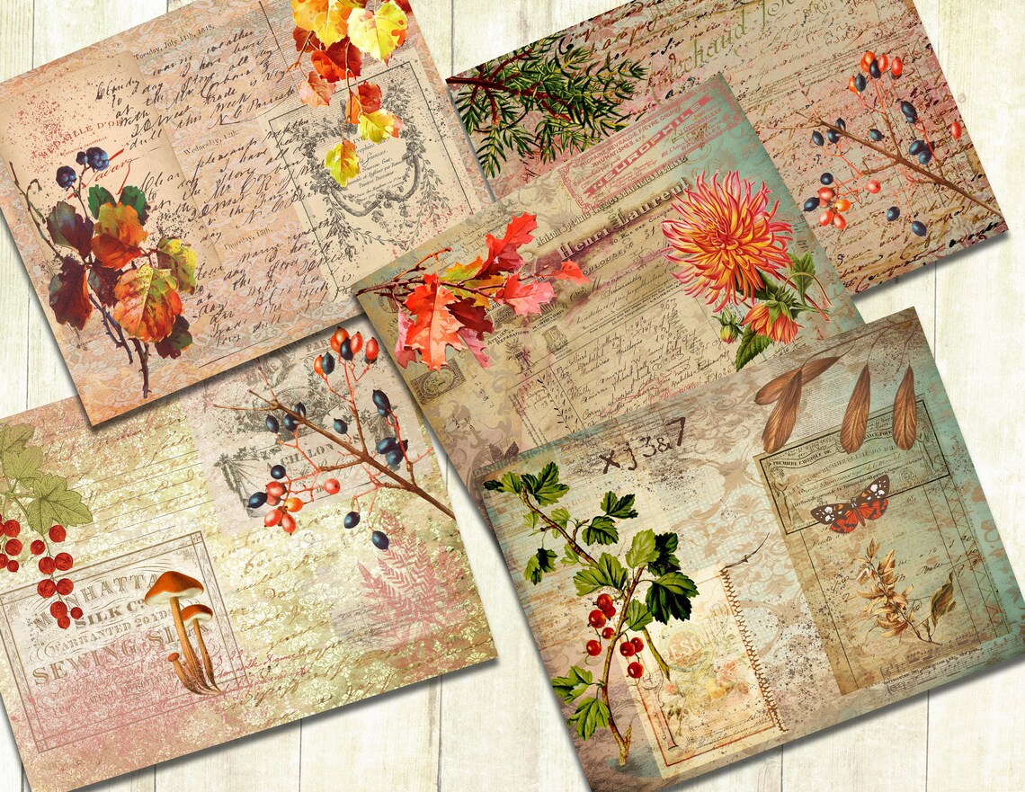 Vintage Autumn Journal Printable Papers, Nature Journal Papers, Fall ...