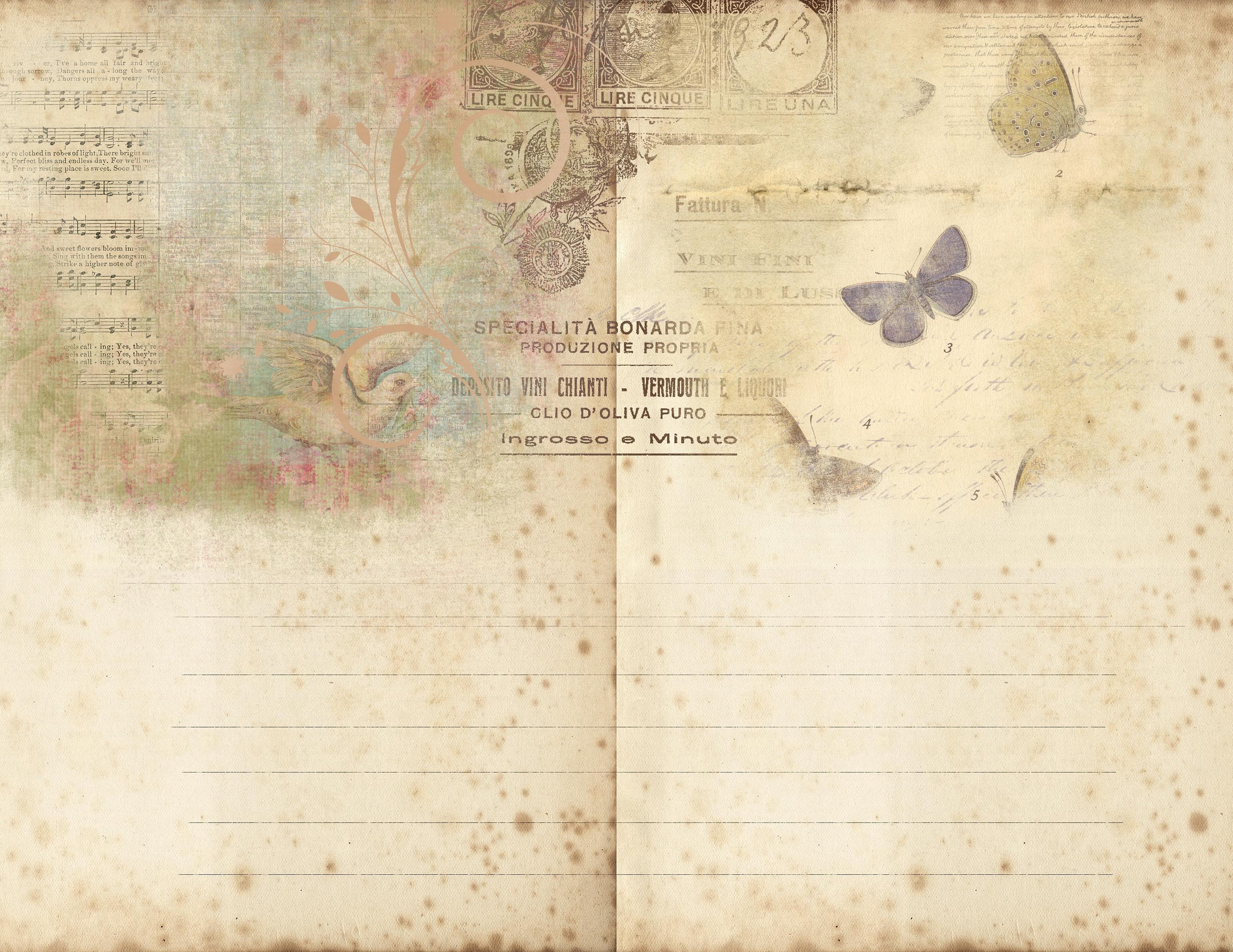 Vintage Nature Journal Papers, Grungy, Shabby Printables, Nature ...