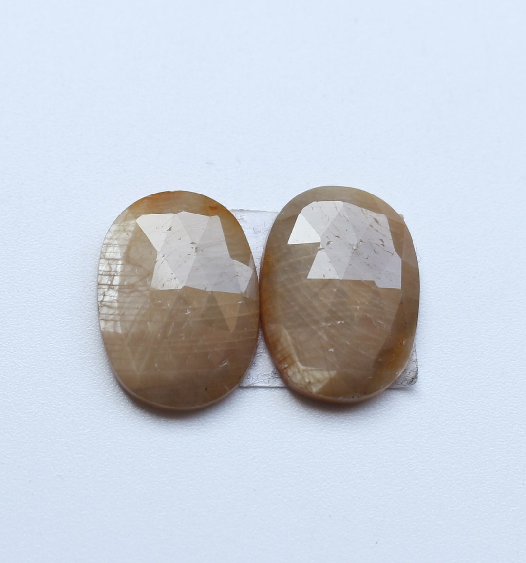 Gold Sheen Sapphire Gemstone Natural Sapphire Rose Cut Faceted Oval Shape Gold Sheen Loose ...