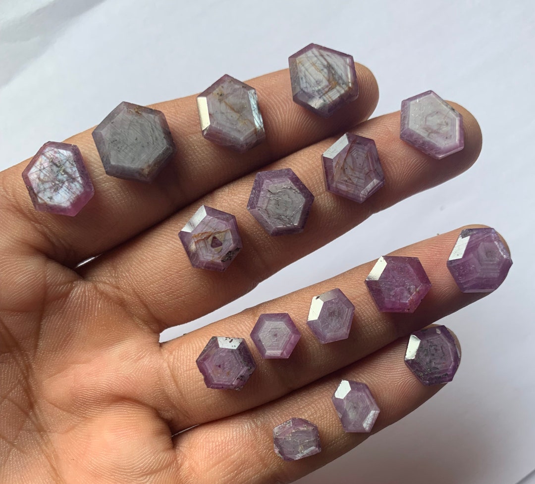RASPBERRY SHEEN SAPPHIRE Gemstone, Step Cut Lot , Hexagon Step Cut ...