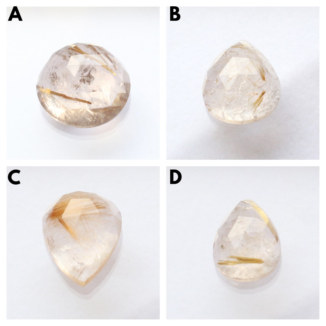 Golden Rutile Rose Cut Faceted Cabochon, AAA+ Quality Rutile Rose Cut ...