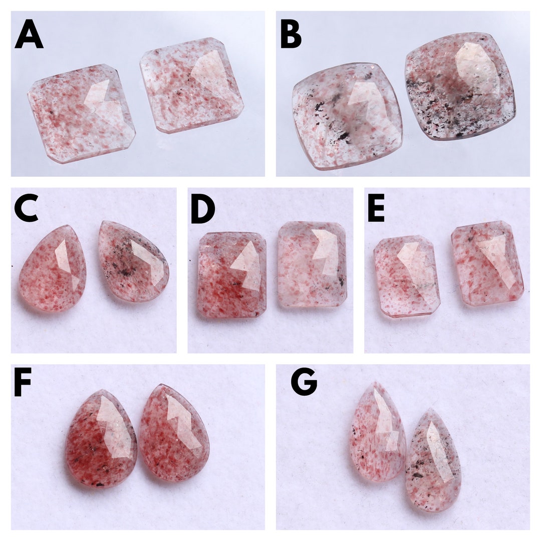 Natural Strawberry Gemstone Pink Strawberry Quartz Rose Cut Faceted ...