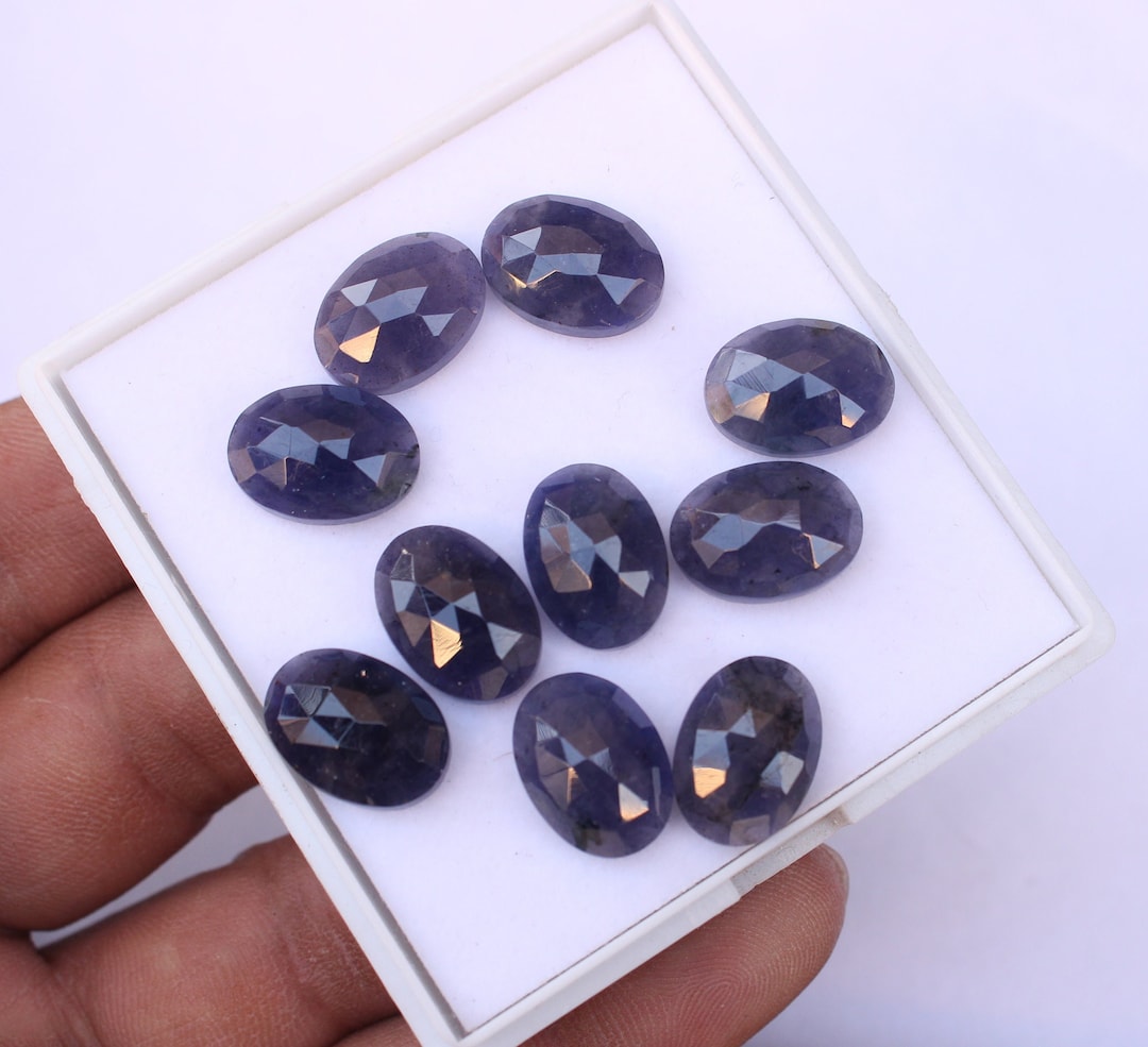 AAA+++ IOLITE Rose Cut Faceted Slice 10 X 14MM Iolite One Side Faceted ...