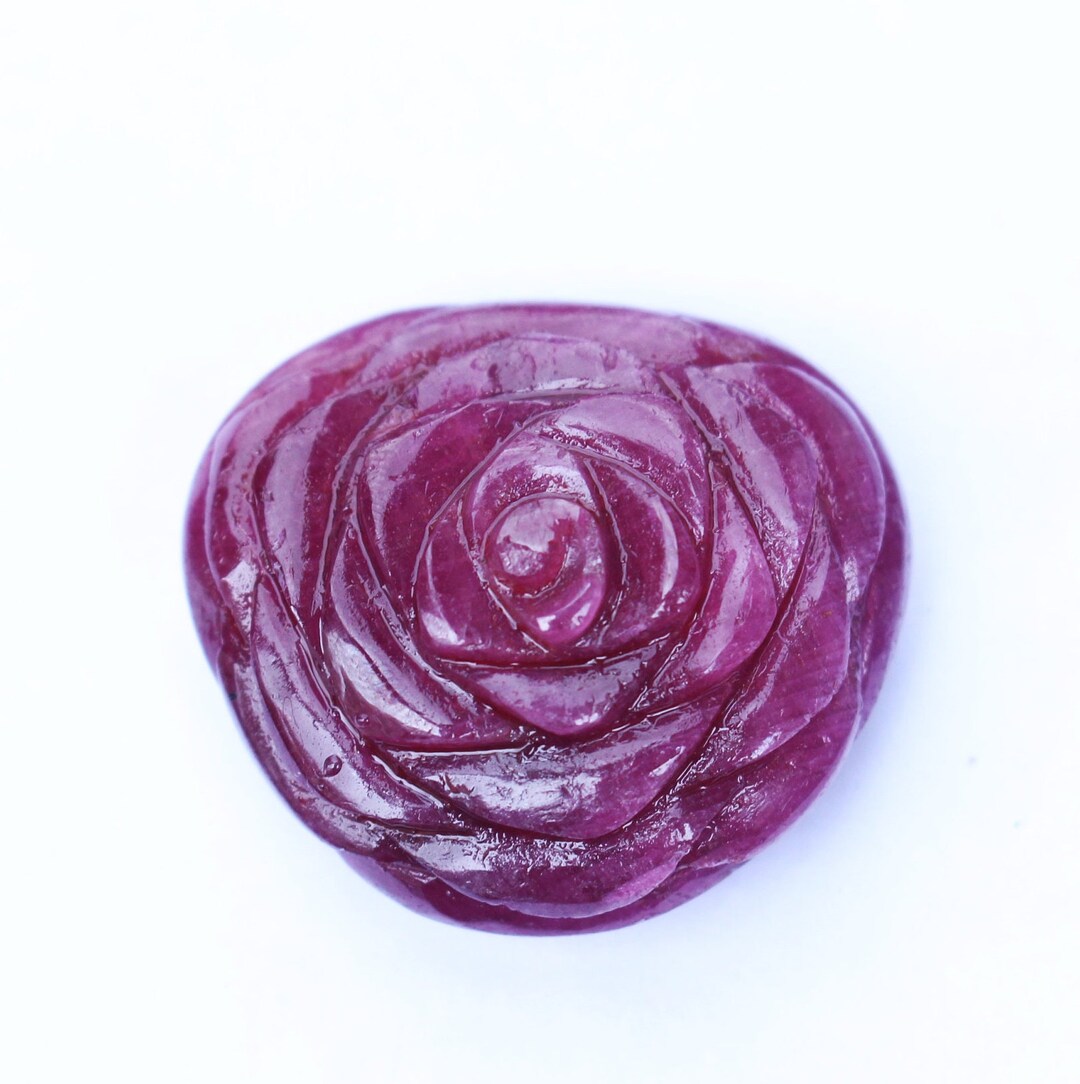RED RUBY CARVING Curved Red Rose Gemstone, Quality Rose Handmade ...