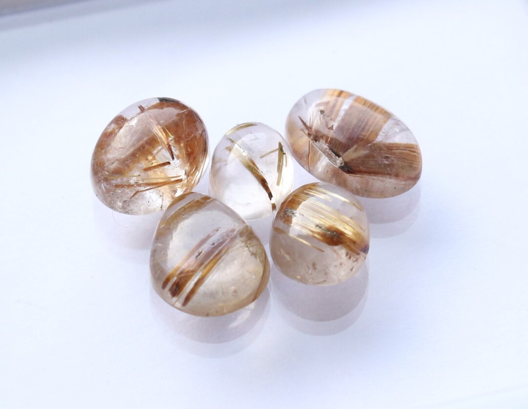 Rutile Gemstone Natural Golden Rutile Smooth Polished Cabochon Lot ...