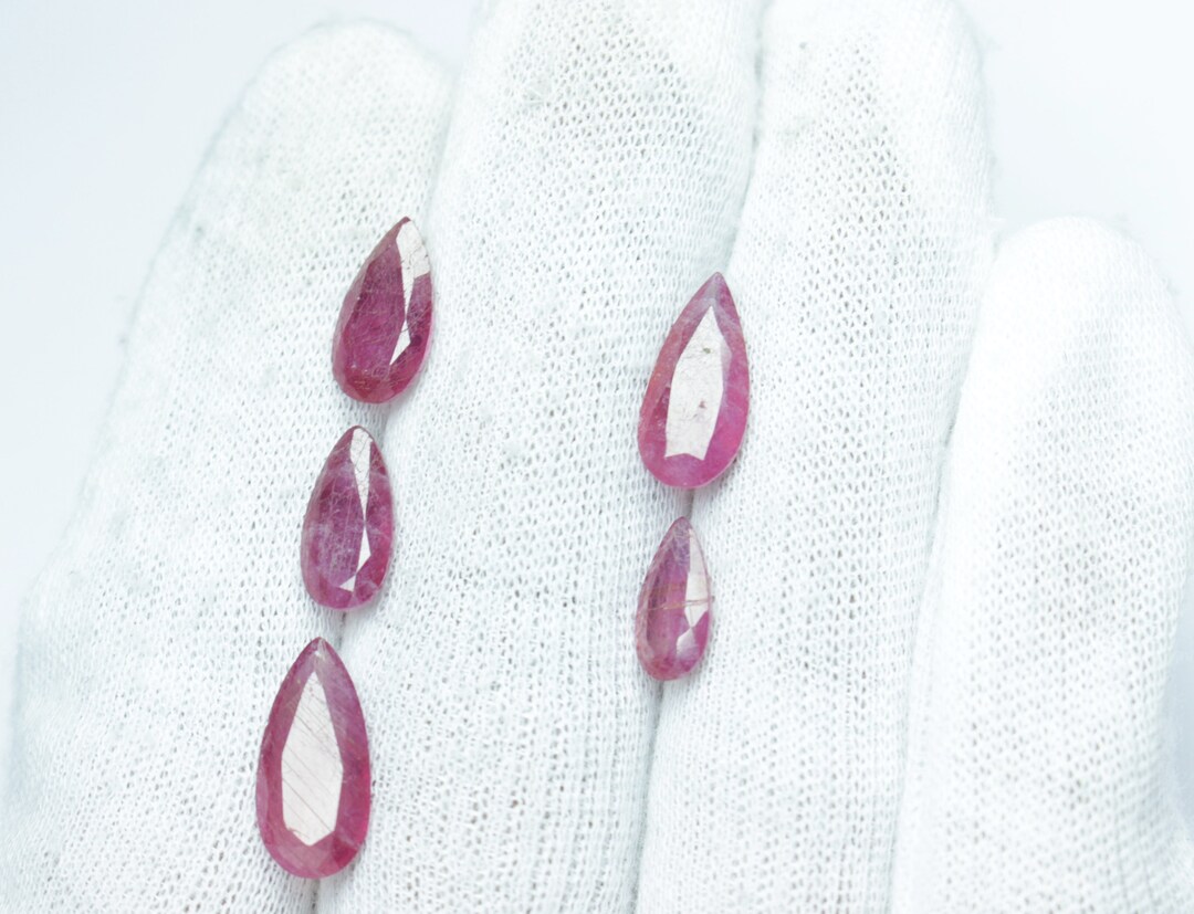 Ruby Cut Stone, Glass Filled Ruby, Top Cut Ruby, Ruby Crystal, Pear ...