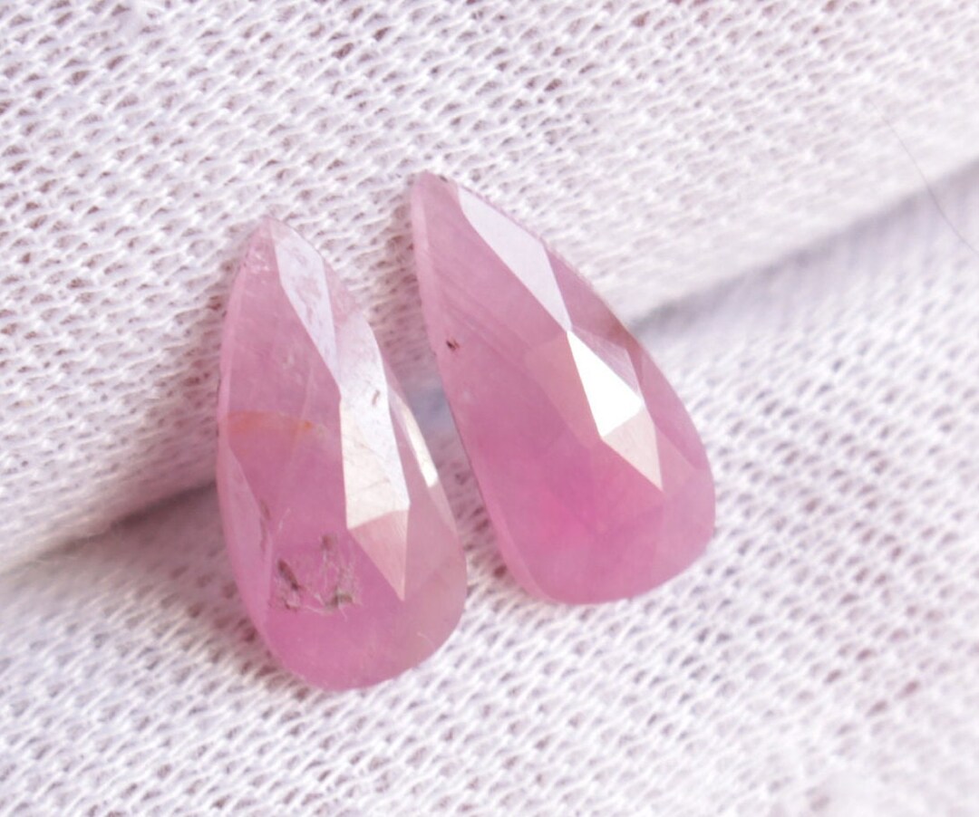 AMAZING NATURAL RUBY Rose Cut One Side Faceted Slice Flat Back Pair ...