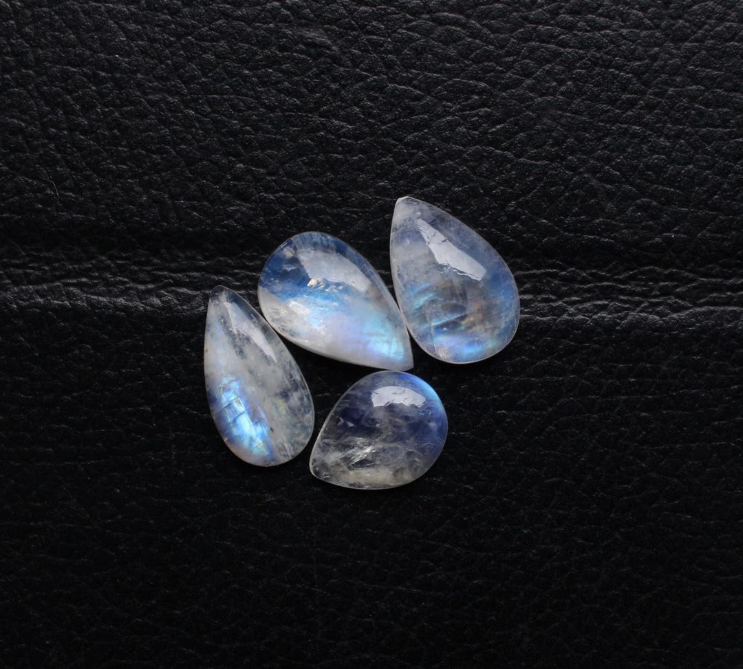 AAA+ Natural Moonstone Rainbow Pear Shape Cabochon, Rainbow Loose ...