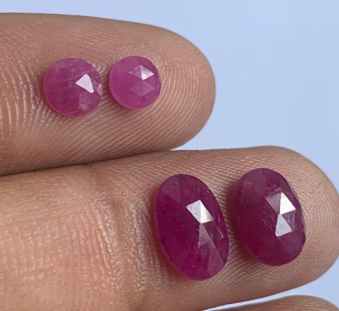 100% Genuine Ruby Rose Cut, Ruby Rose Cut Slices, Ruby Pair, Rose Cut ...